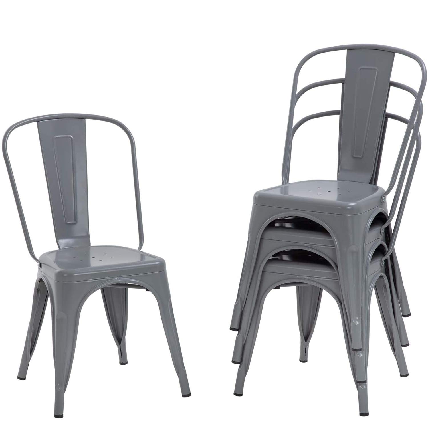 FDW Dining Chairs Set of 4 Indoor Outdoor Chairs Patio Chairs Furniture Kitchen Metal Chairs 18 Inch Seat Height 330LBS Weight Capacity Restaurant Chair Stackable Chair Tolix Side Bar Chairs