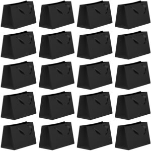 20 pcs black kraft paper gift bags 10.6 x 8.2 x 3.1 inch gift bags bulk with handles for retail bag, party favor bag, birthday gift bag, merchandise boutique retail bags