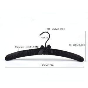 Cocomaya 17 Inch Extra Large Anti Slip Satin Padded Bridal Wedding Dress Hanger No Bumps for Dress Coats, Sweaters Pack of 5 (Black, 5)