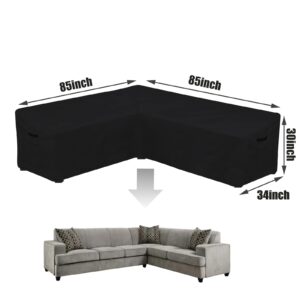 Linkool Outdoor Furniture Covers Patio Sectional Couch Protector Waterproof V Shaped Black Small Size 85x34x30H Inches