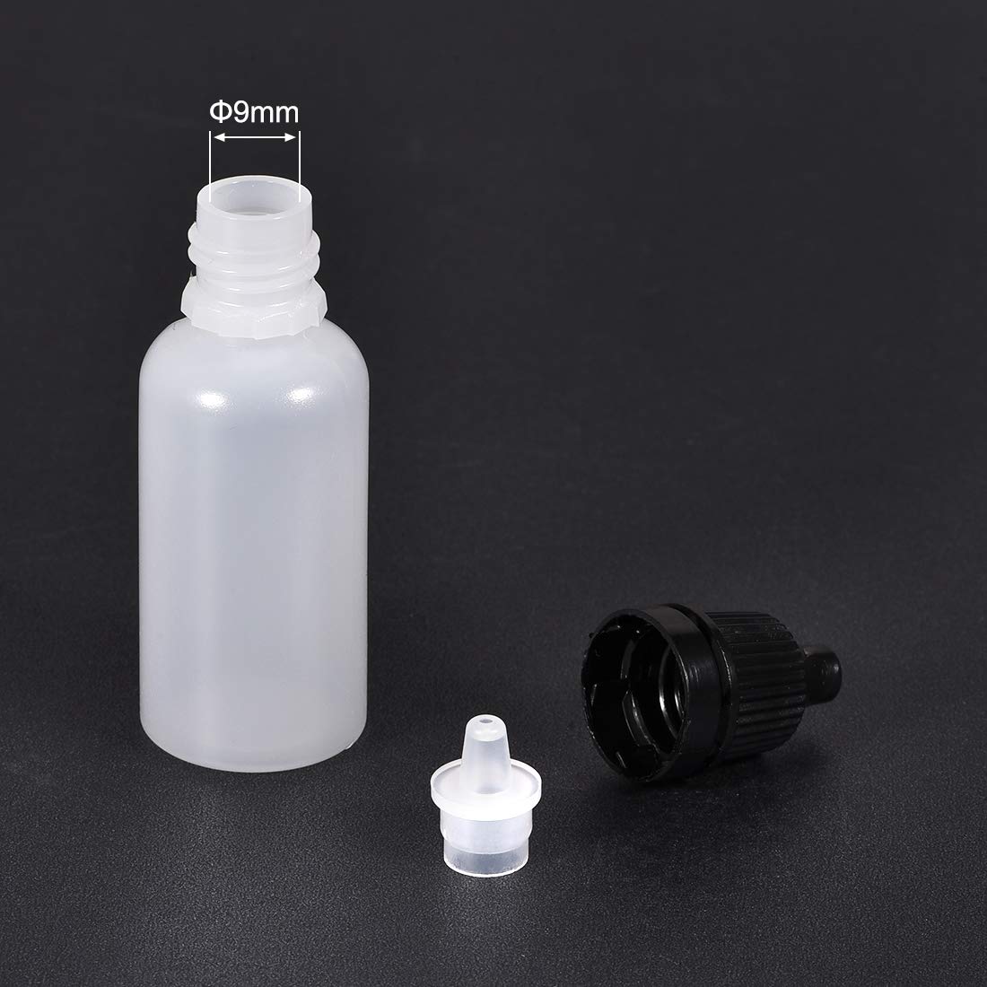 uxcell Plastic Dropper Bottles, 15ml/0.5 oz Empty Squeezable Dropper Bottle with Cap, Black, Pack of 20