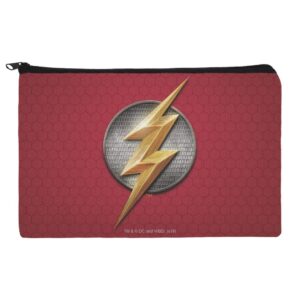 justice league movie flash logo pencil pen organizer zipper pouch case