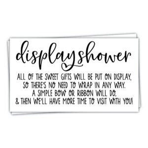 50 display shower cards - modern script design - unwrapped gift request invitation inserts for bridal or baby shower