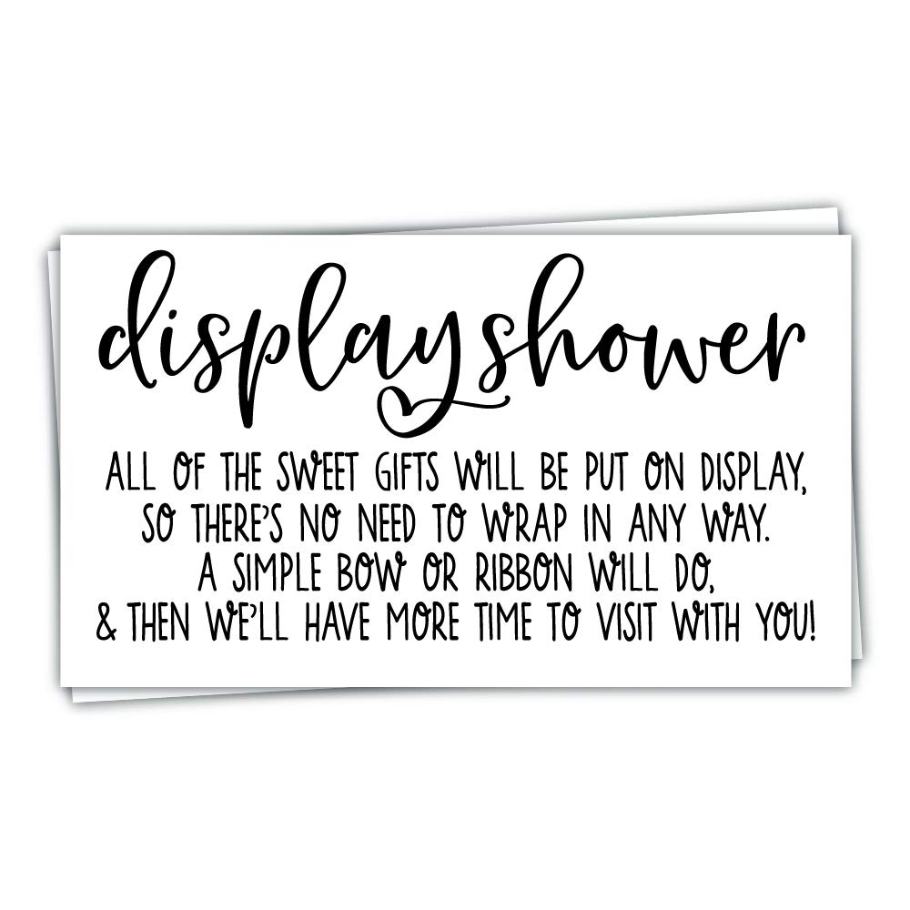 50 Display Shower Cards - Modern Script Design - Unwrapped Gift Request Invitation Inserts for Bridal or Baby Shower