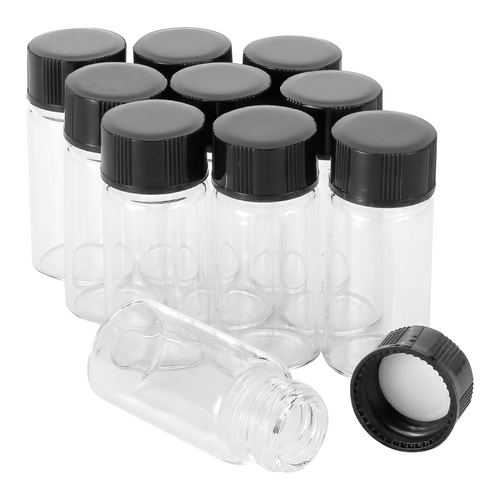 Ellbest 5ml (0.17 Oz) Small Glass Vials Liquid Sample Collection Clear Glass Bottles with Screwcap, Pack of 10