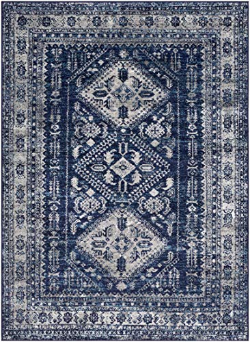 Livabliss Desta Vintage Oriental Area Rug,5'3" x 7'3",Navy