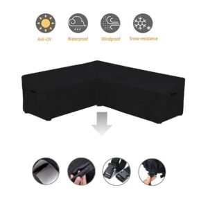 Linkool Outdoor Furniture Covers Patio Sectional Couch Protector Waterproof V Shaped Black Small Size 85x34x30H Inches