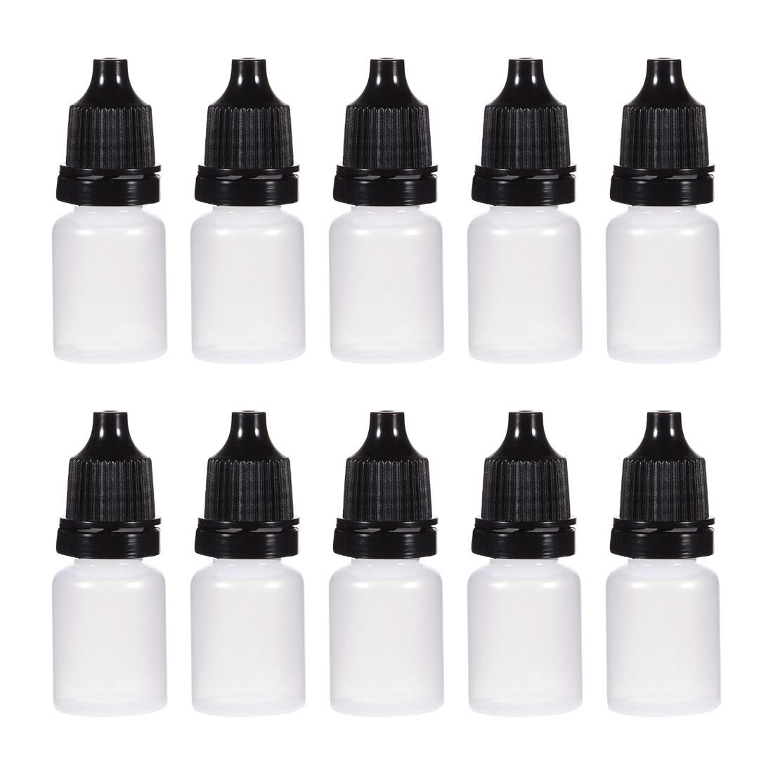 uxcell Plastic Dropper Bottles, 5ml/0.17 oz Empty Squeezable Dropper Bottle with Cap, Black, Pack of 10