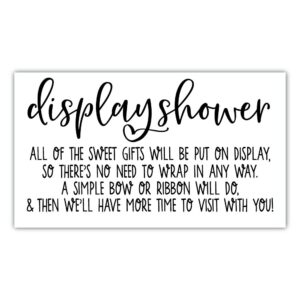 50 Display Shower Cards - Modern Script Design - Unwrapped Gift Request Invitation Inserts for Bridal or Baby Shower