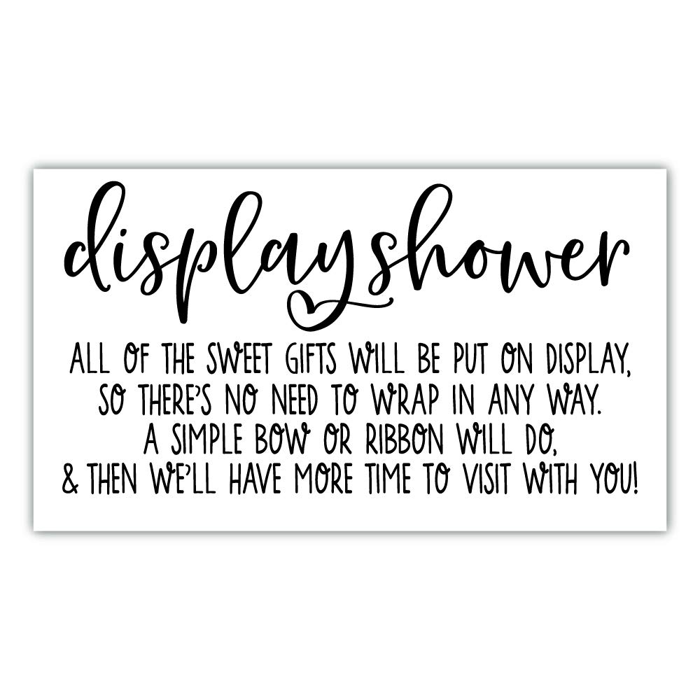 50 Display Shower Cards - Modern Script Design - Unwrapped Gift Request Invitation Inserts for Bridal or Baby Shower