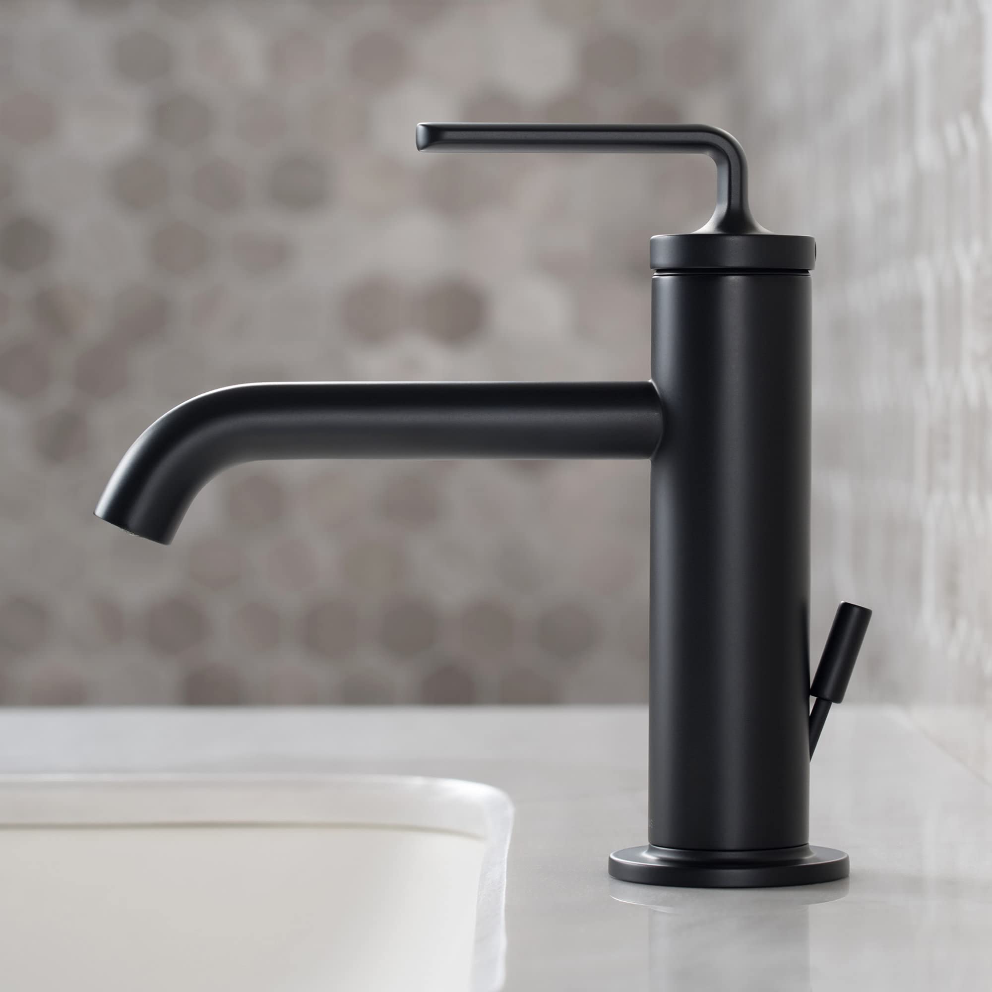 KRAUS Ramus Single Handle Bathroom Sink Faucet with Lift Rod Drain in Matte Black, KBF-1221MB