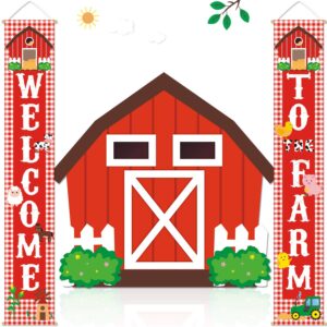 farm animal porch banner, barnyard party decorations, farm animal themed party door banner, 12×71 inches, farm animal decorations for baby shower birthday wedding party