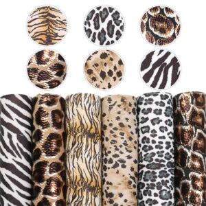 david accessories metallic leopard zebra pattern printed faux leather fabric sheets 6 pcs 7.7" x 12.9" (20 cm x 33 cm) include 2 kinds of leather fabric for diy bows earrings (leopard printed set)