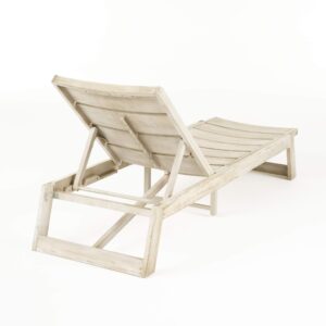 GDFStudio Outdoor Acacia Wood Chaise 3 Piece Lounge Set