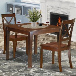 East West Furniture OXBO3-MAH-W 3 Piece Dining Room Table Set Contains a Square Kitchen Table and 2 Dining Chairs, 36x36 Inch, Mahogany