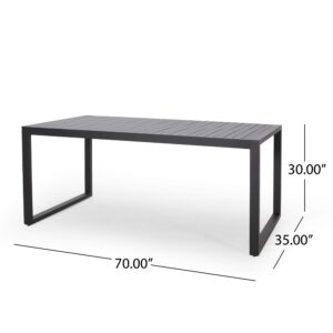 GDFStudio Outdoor Aluminum Dining Table, Black