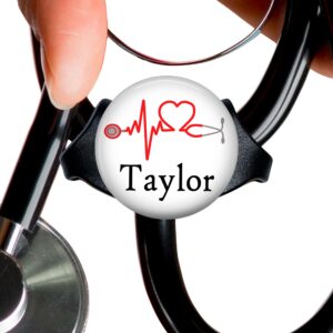 personalized stethoscope tag - 8 design colors - custom name, initials, monogram - stylish and practical accessory for medical professionals - stand out with your unique design