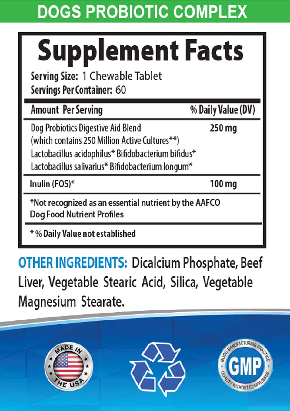 HAPPY PET VITAMINS LLC Dog Digestive Powder - Dog Premium PROBIOTICS - Savory Beef Flavor - Stops Diarrhea Bad Gas Bad Breath - Gut Health - Dog Bad Breath Powder - 2 Bottles (120 Treats)