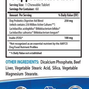 HAPPY PET VITAMINS LLC Dog probiotic Tablets - Dog Premium PROBIOTICS - Savory Beef Flavor - Stops Diarrhea Bad Gas Bad Breath - Gut Health - Dog Diarrhea Support - 2 Bottles (120 Treats)