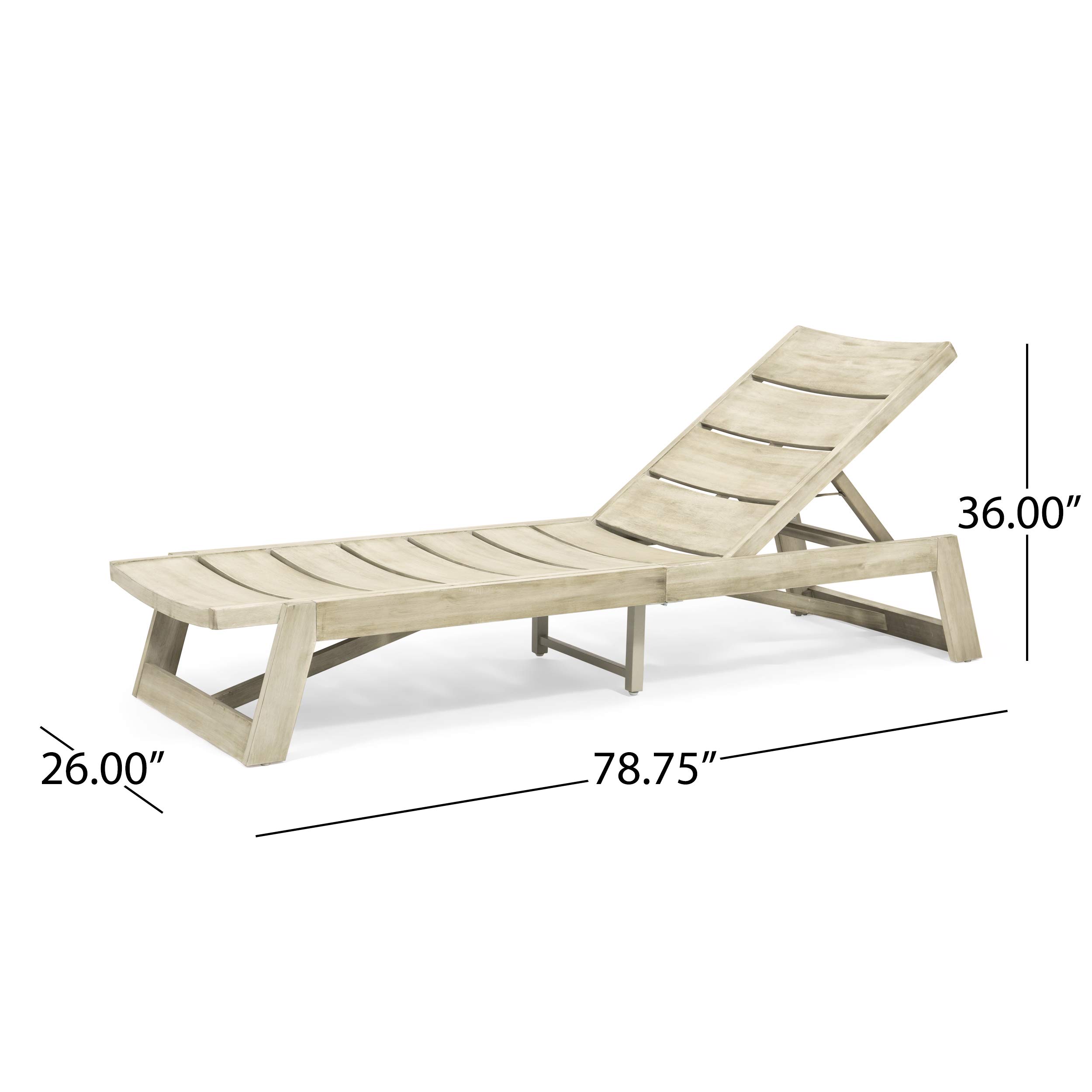 GDFStudio Outdoor Acacia Wood Chaise 3 Piece Lounge Set