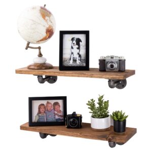 industrial pipe wooden shelves restore by pipe dÉcor premium douglas fir wood shelving 24 inch length set of 2 boards and 4 l brackets autumn brown finish