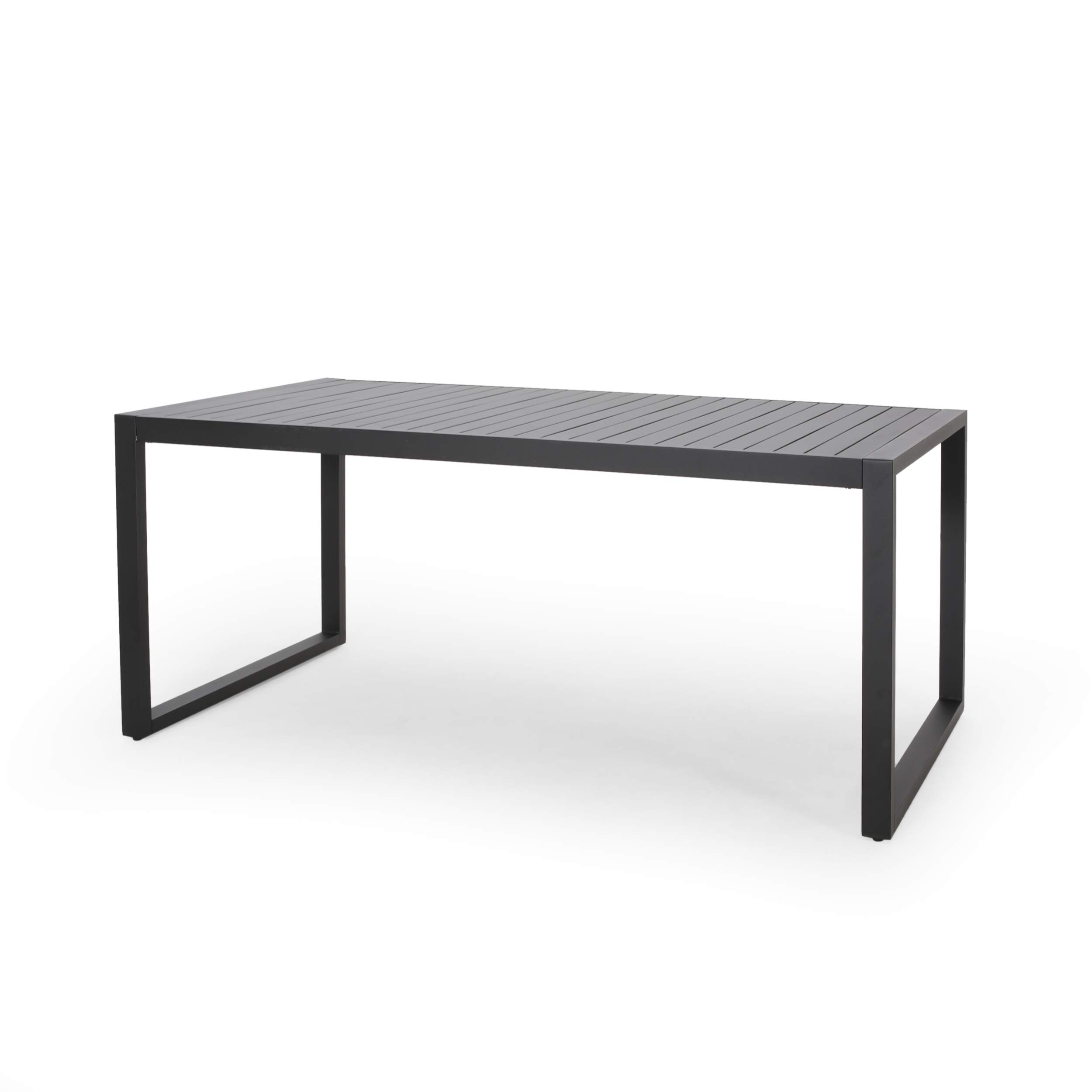 GDFStudio Outdoor Aluminum Dining Table, Black