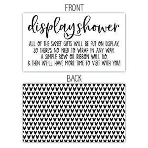 50 Display Shower Cards - Modern Script Design - Unwrapped Gift Request Invitation Inserts for Bridal or Baby Shower