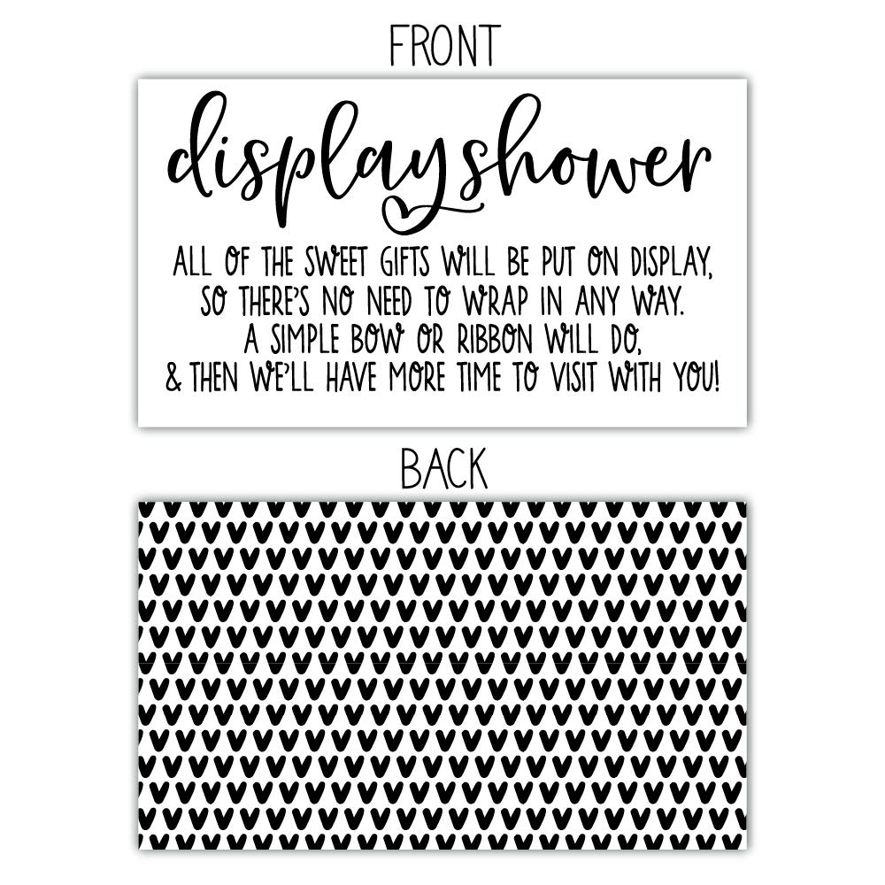 50 Display Shower Cards - Modern Script Design - Unwrapped Gift Request Invitation Inserts for Bridal or Baby Shower