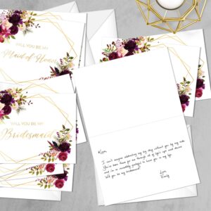 Canopy Street Fall Floral Will You Be My Bridesmaid Cards / 5" x 7" Be My Maid of Honor Request Greeting Cards / 10 Faux Gold Bridesmaids Proposal Note Cards And Envelopes/Made In The USA