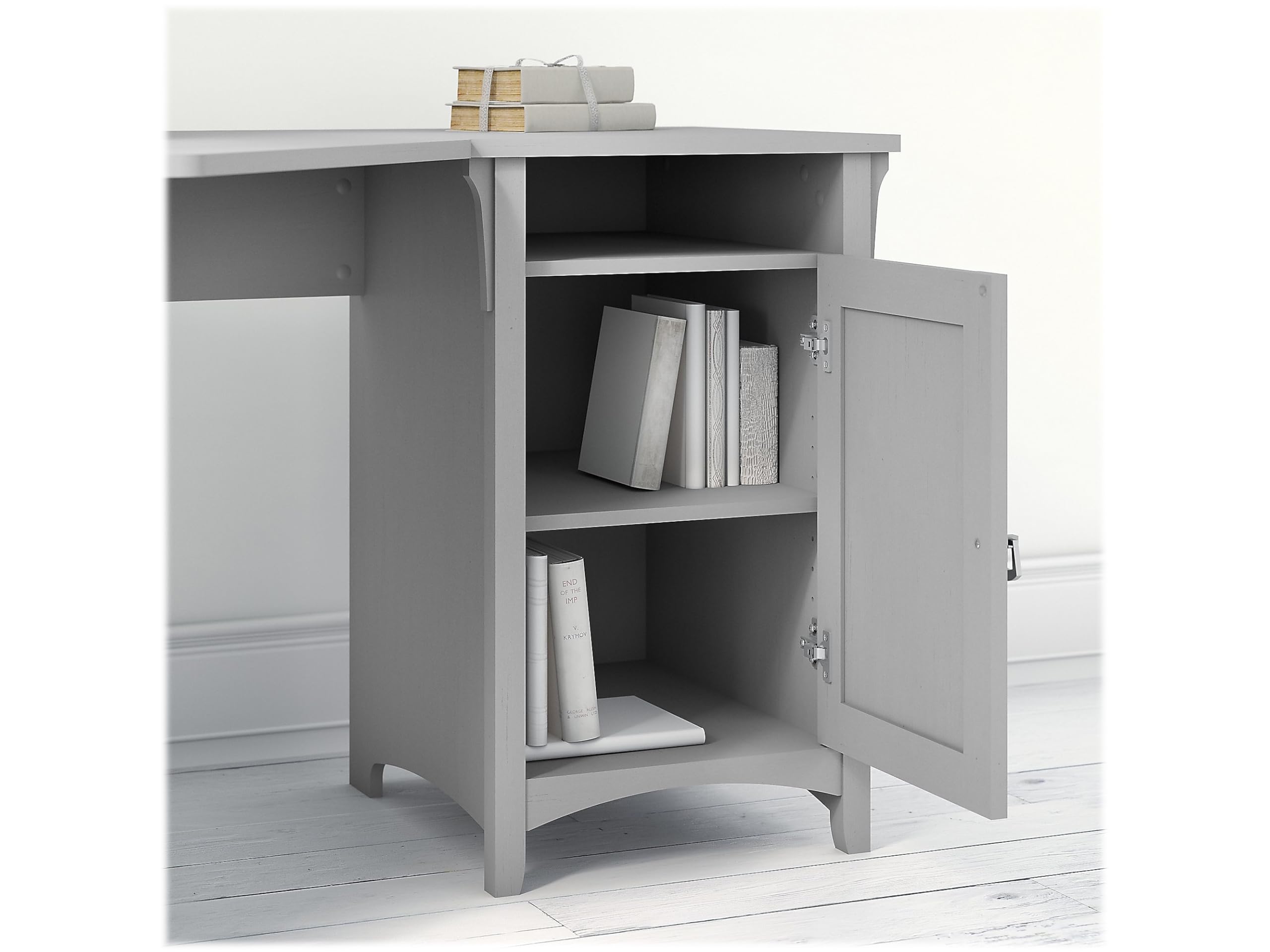 Bush Furniture Salinas 55 Inch W Corner Desk with Storage Cabinet, Cape Cod Gray (SAD155CG-03)