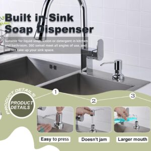 Dish Soap Dispenser for Kitchen Sink, SonTiy Kitchen Hand Soap Dispenser Pump Chrome, Stainless Steel Liquid Soap Dispenser with 47" No-Spill Extension Tube+17 OZ Bottle