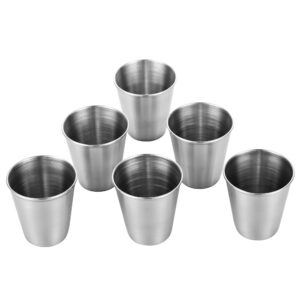 hidoran 6 pcs 2 ounce stainless steel shot cups shot glass drinking vessel unbreakable metal shooters for whiskey tequila liquor great barware gift