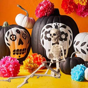 Oun Nana Halloween Posable Skeleton 16” Full Body Plastic Halloween Skeletons with Movable Joints, Mini Poseable Skeleton Toy for Halloween Party Decorations