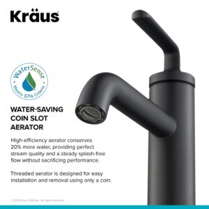 KRAUS Ramus Single Handle Bathroom Sink Faucet with Lift Rod Drain in Matte Black, KBF-1221MB