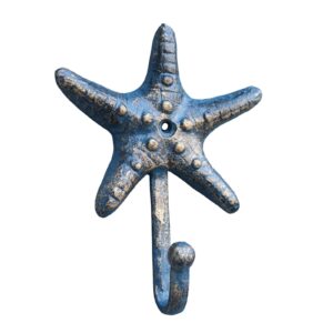 hillspring starfish cast iron hook, decorative wall hanger for keys, screw and anchor included