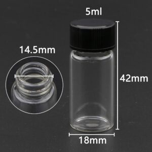 Ellbest 5ml (0.17 Oz) Small Glass Vials Liquid Sample Collection Clear Glass Bottles with Screwcap, Pack of 10