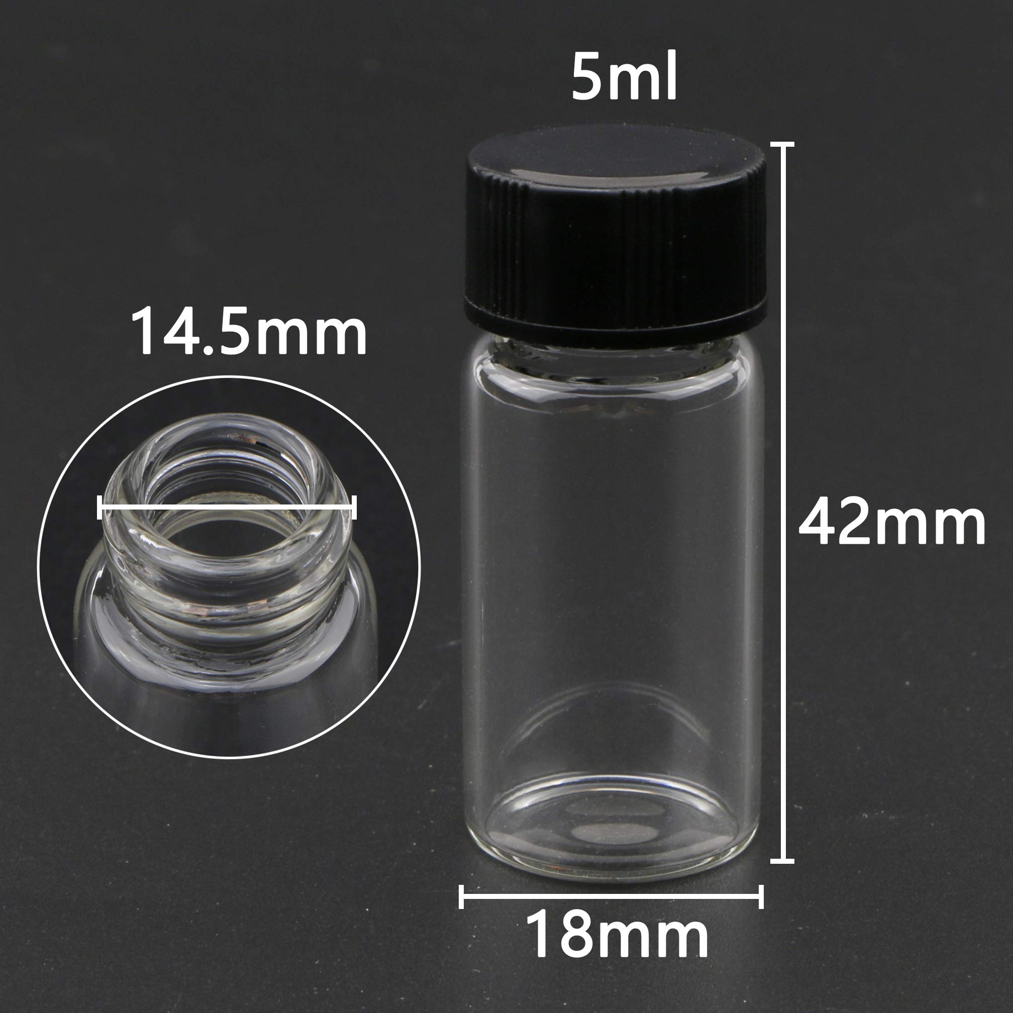 Ellbest 5ml (0.17 Oz) Small Glass Vials Liquid Sample Collection Clear Glass Bottles with Screwcap, Pack of 10