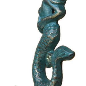 Mermaid Cast Iron Wall Hook, Decorative Metal Key Hanger, Towel Hook with Screws and Anchors