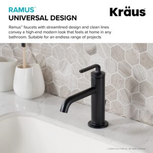 KRAUS Ramus Single Handle Bathroom Sink Faucet with Lift Rod Drain in Matte Black, KBF-1221MB