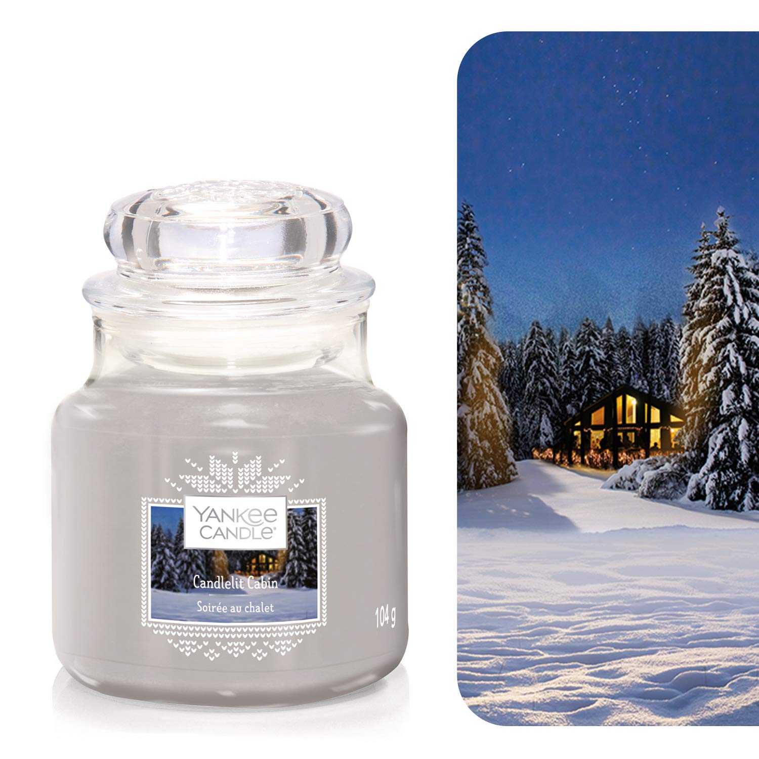 Yankee Candle Small Jar Scented Candle, Candlelit Cabin, Alpine Christmas Collection, Up to 30 Hours Burn Time