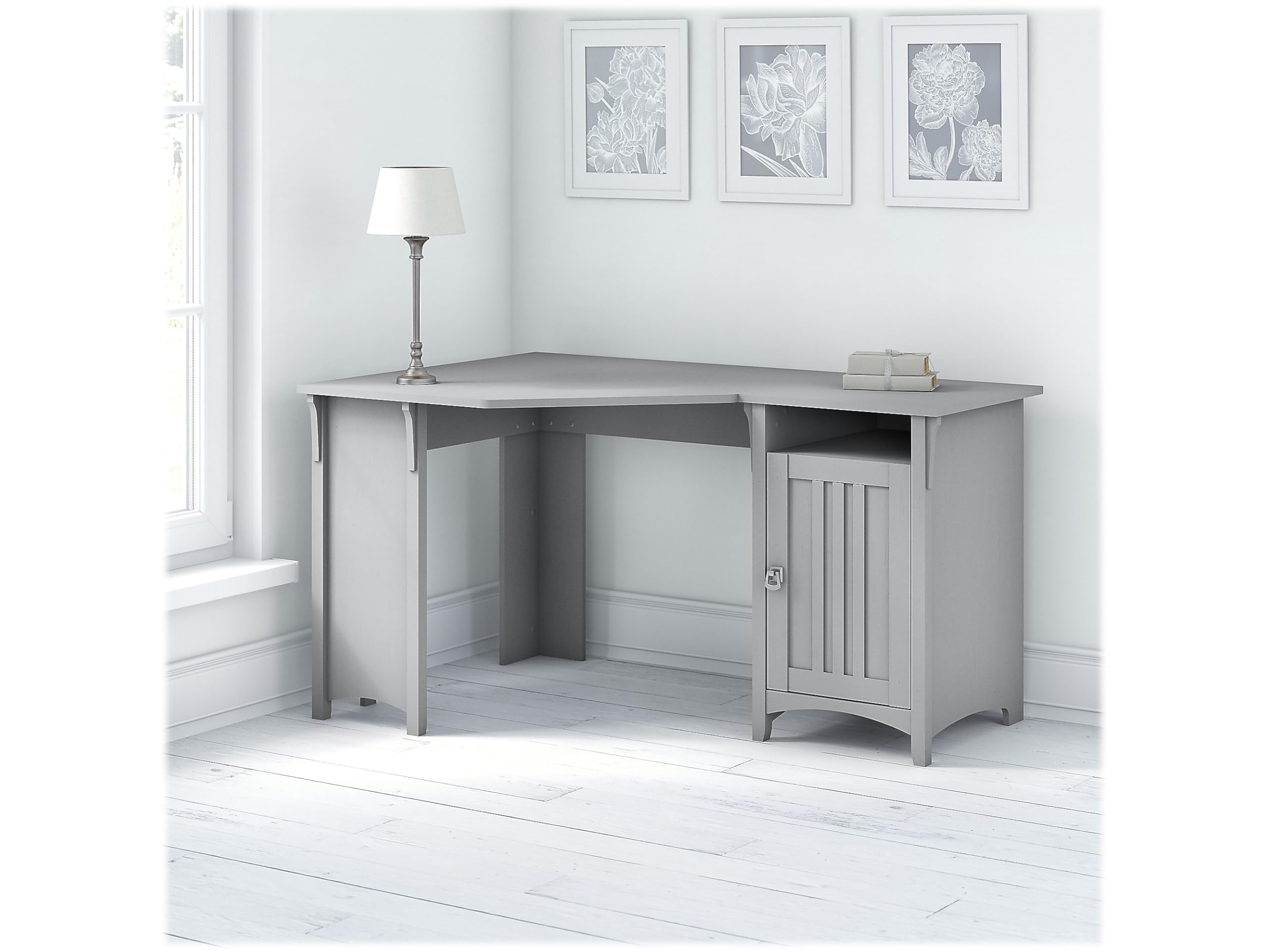 Bush Furniture Salinas 55 Inch W Corner Desk with Storage Cabinet, Cape Cod Gray (SAD155CG-03)