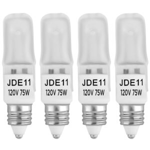 4-pack jde11 120v 75w frosted halogen jde11 75w bulb warm white 75 watt t4 e11 bulb frosted jd e11 t4 75w for chandeliers, pendants, table lamps, cabinet lighting, mini-candelabra base t4 bulb