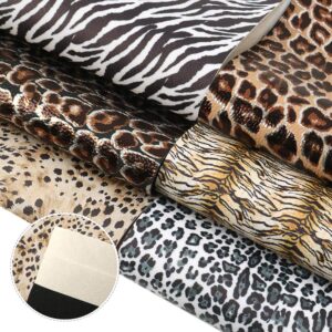 David accessories Metallic Leopard Zebra Pattern Printed Faux Leather Fabric Sheets 6 Pcs 7.7" x 12.9" (20 cm x 33 cm) Include 2 Kinds of Leather Fabric for DIY Bows Earrings (Leopard Printed Set)