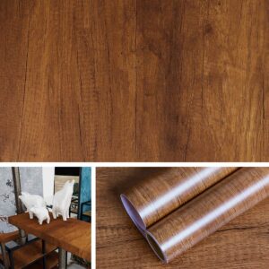 livelynine brown wood contact paper waterproof kitchen cabinet wallpaper peel and stick wood stickers for furniture wood grain vinyl wrap for cabinets desk table kitchen counter top covers 15.8"x78.8"