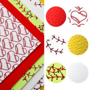 David accessories Sports Printed Faux Leather Fabric Sheets Lychee Pattern 6 Pcs 7.7" x 12.9" (20 cm x 33 cm) Include 2 Kinds of Leather Fabric for DIY Bows Earrings Making Crafts (Sports Set A)