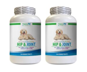 happy pet vitamins llc dog joint supplement chews - dog hip and joint health - stiff joint solution - lubricates joints - vet approved - dog vitamin c supplements - 2 bottles (240 treats)