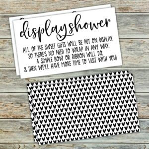 50 Display Shower Cards - Modern Script Design - Unwrapped Gift Request Invitation Inserts for Bridal or Baby Shower