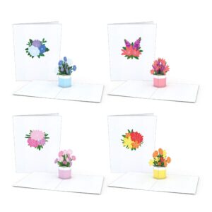 lovepop flower pot notecard 4-pack pop up cards, paper flower bouquet cards, thank you cards with envelopes, thank you notes greeting cards, 3d card, greeting card, pop up notecard