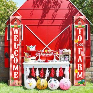 Farm Animal Porch Banner, Barnyard Party Decorations, Farm Animal Themed Party Door Banner, 12×71 Inches, Farm Animal Decorations for Baby Shower Birthday Wedding Party