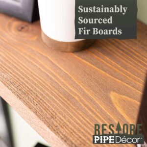 Industrial Pipe Wooden Shelves Restore by Pipe DÉCOR Premium Douglas Fir Wood Shelving 36 Inch Length Set of 2 Boards and 6 L Brackets Autumn Brown Finish